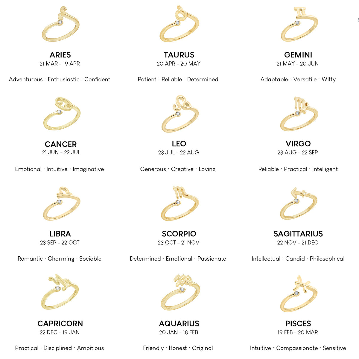 Gold Zodiac Ring for Women – Jadmire Jewelry